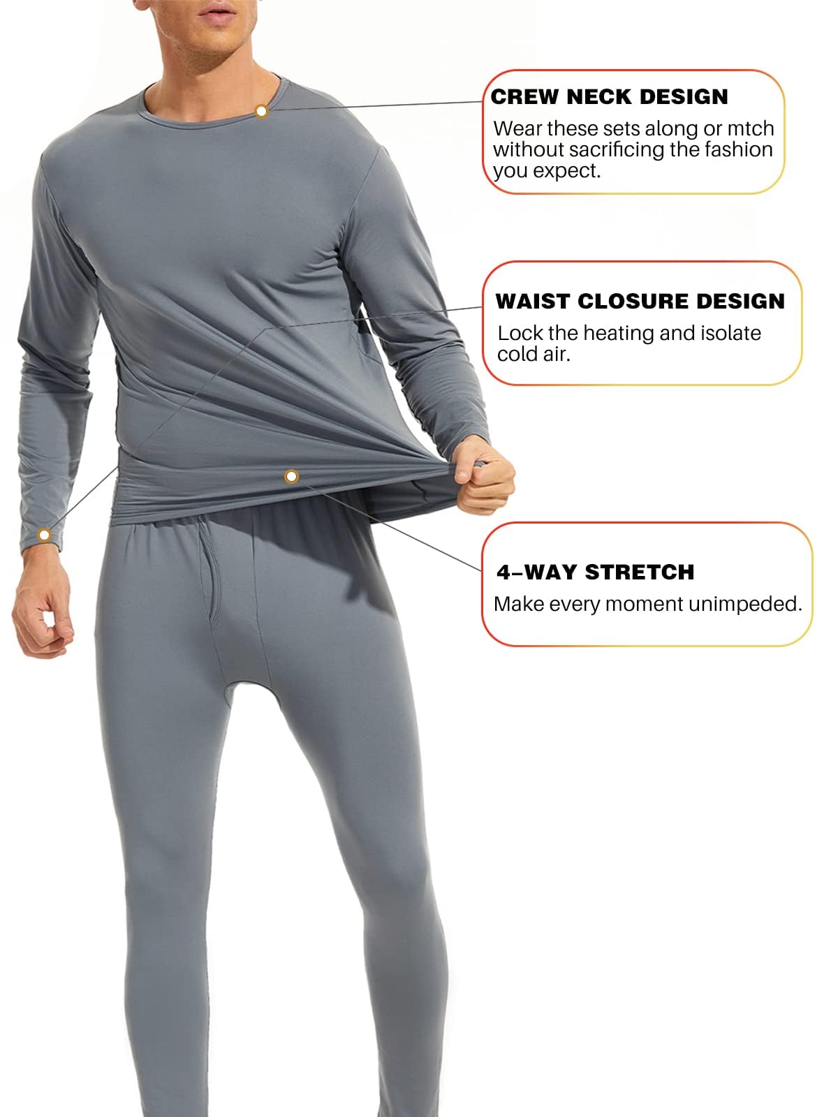 Century Star Thermal Underwear for Men Lightweight Soft Long Johns Warm Base Layer Top and Bottom Lightweight Brown XX-Large