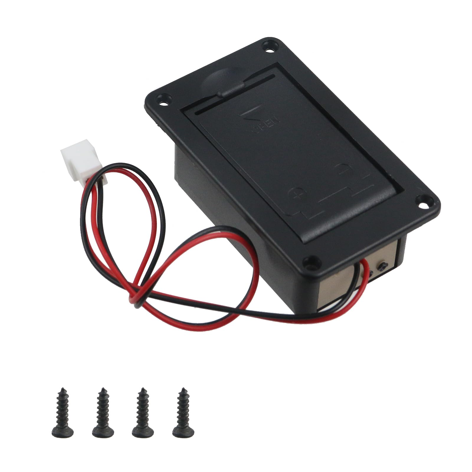 Geesatis 1 pcs 9V Battery Box Case Holder Guitar Plastic 2-Pin Black Pickup Battery for Guitar Bass Pickup Replacement Tool, No Terminal