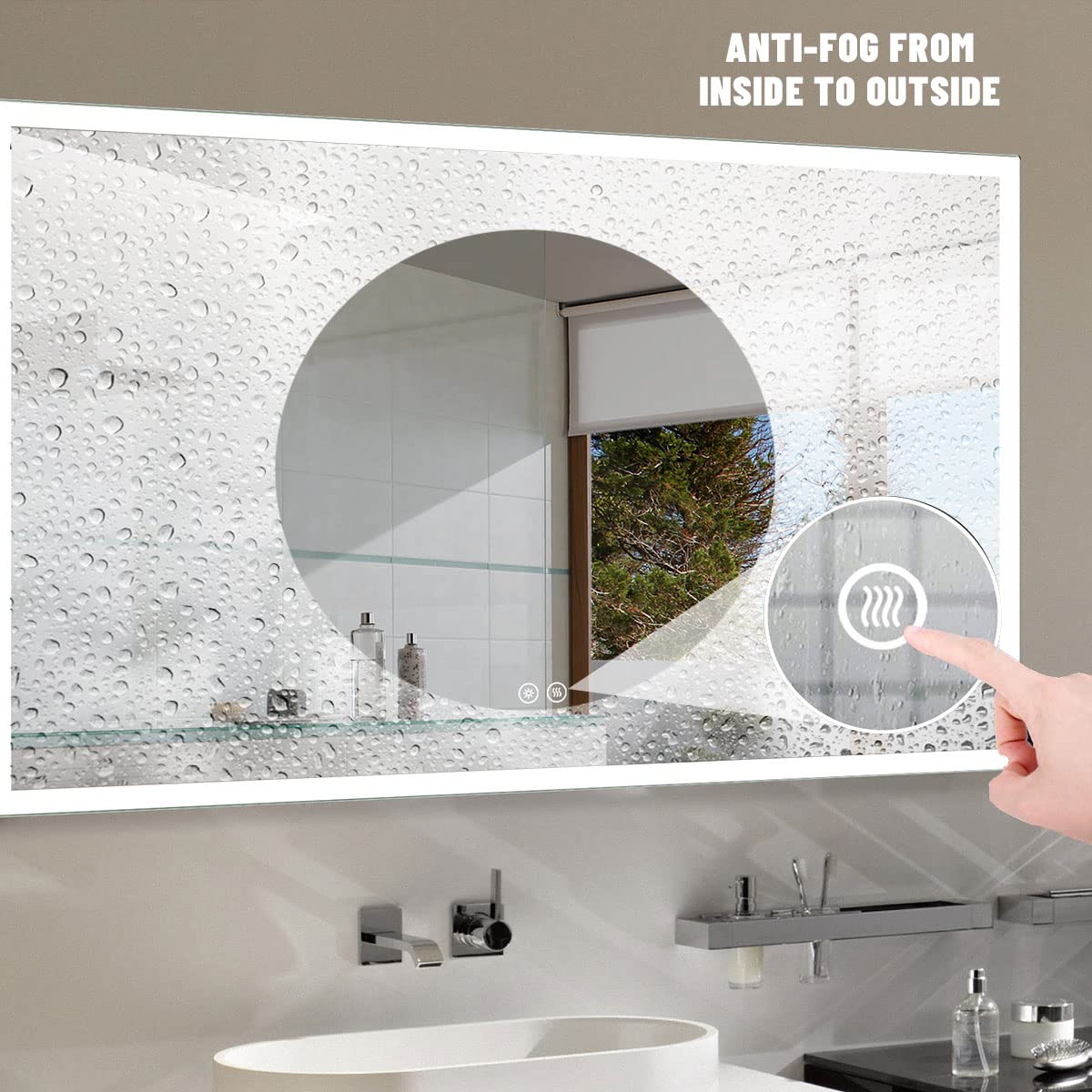 BHBL Lighted Bathroom Mirror 40 x 24 Inch Bathroom Mirrors for Wall,Led Bathroom Mirror with Touch Button,Anti-Fog,Dimmable(Horizontal/Vertical) Wall Mounted Vanity Mirror(CK010-G)