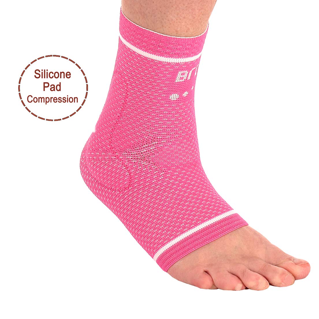 BRD Sport Compression Ankle Brace FDA Registered Brace Offers Breathable, Targeted Compression for Ankle Pain, Swelling and Sprain, Ankle Support Sleeve (Hot Pink with White , S [7 1/2"-8 1/4"])