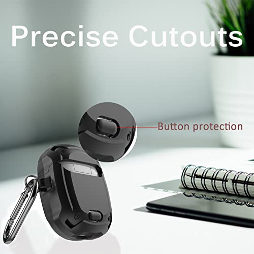 Miimall Compatible for Google Pixel Buds 2 Case, [Secure Lock][Anti-Lost Keychain][Front LED Visible] Military Full-Body Rugged Case Cover for Pixel Buds 2 Case Cover 2020 (Black)