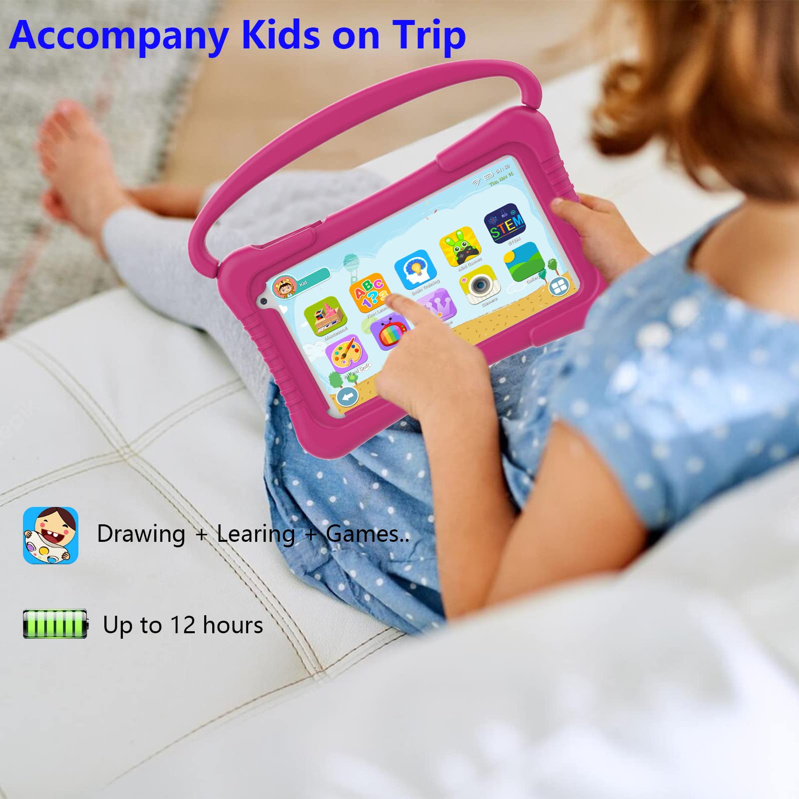 CUPEISI Kids Tablet 7 inch Tablet for Kids WiFi Kids Tablets 32G Android 11 Dual Camera Educational Games Parental Control, Toddler Tablet with Kids Software Pre-Installed Kid-Proof YouTube Netflix