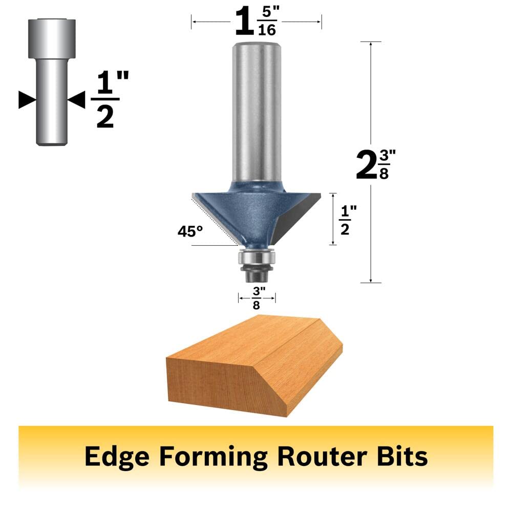BOSCH 85597M 1-5/16 In. x 45 degree Carbide Tipped Chamfer Bit