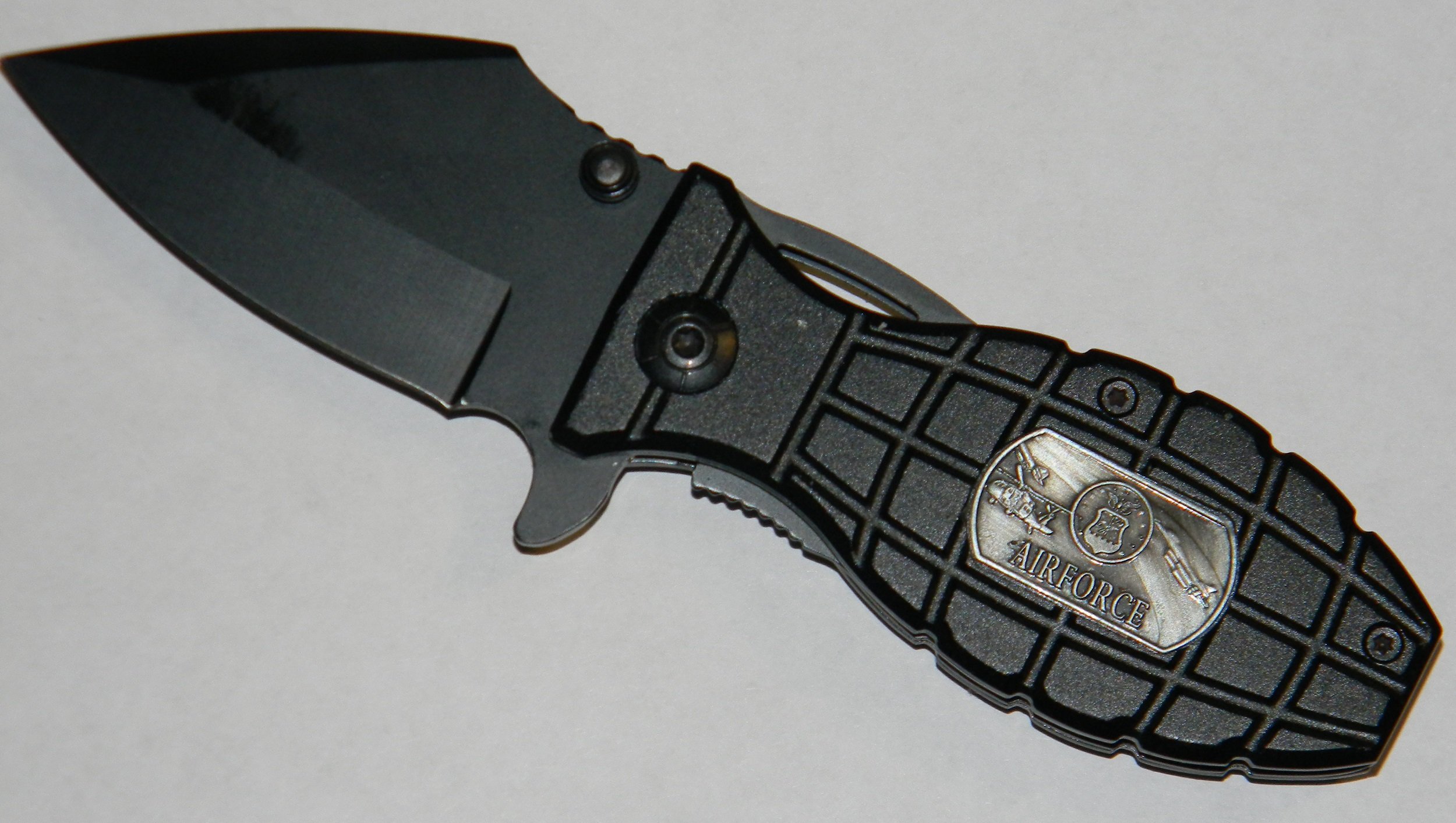 Birsppy MB New Extreme Opps Airforce Grenade Shape Black 1065 Surgical Steel Blade Tactical Hunting Folder Open Pocket Knife