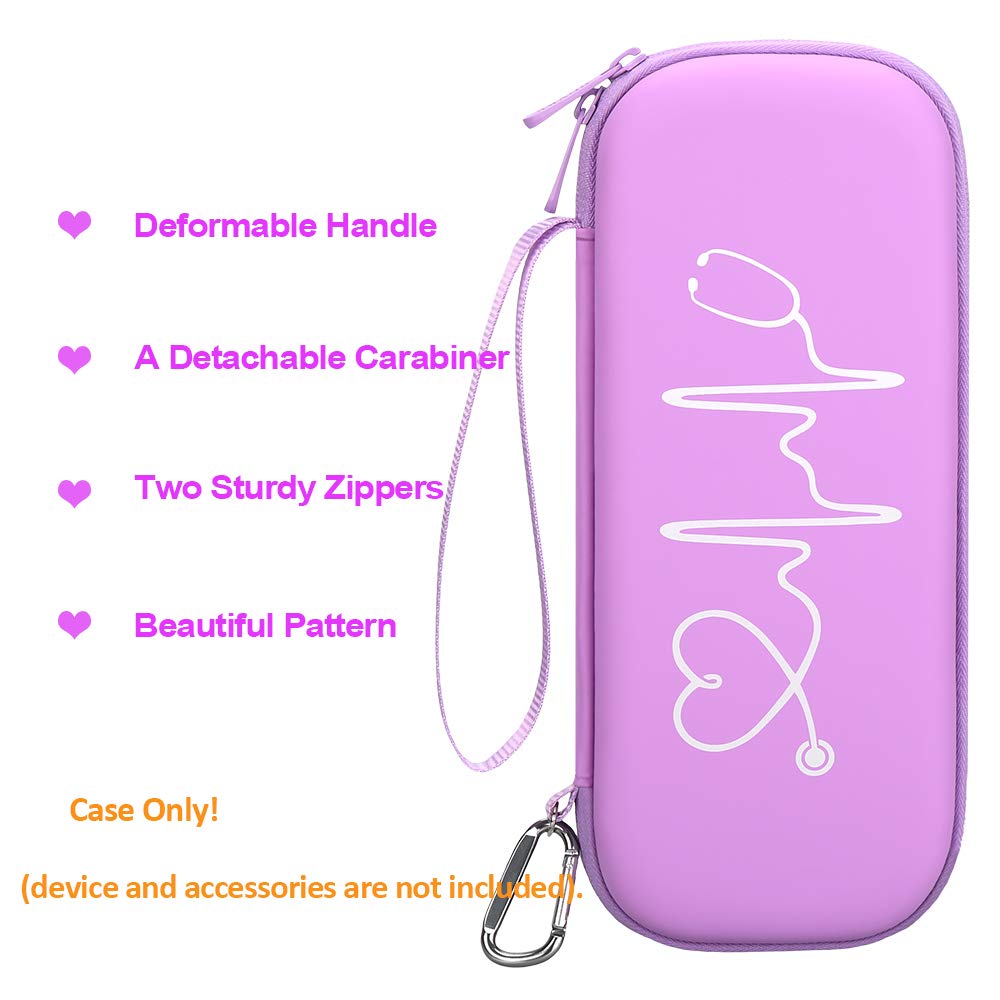 BOVKE Stethoscope Portable Case Replacement for 3M Classic III, Lightweight II S.E, Cardiology IV, MDF Acoustica Deluxe Stethoscopes - Extra Room fits Nurse Accessories Penlight EMT Scissors, Purple