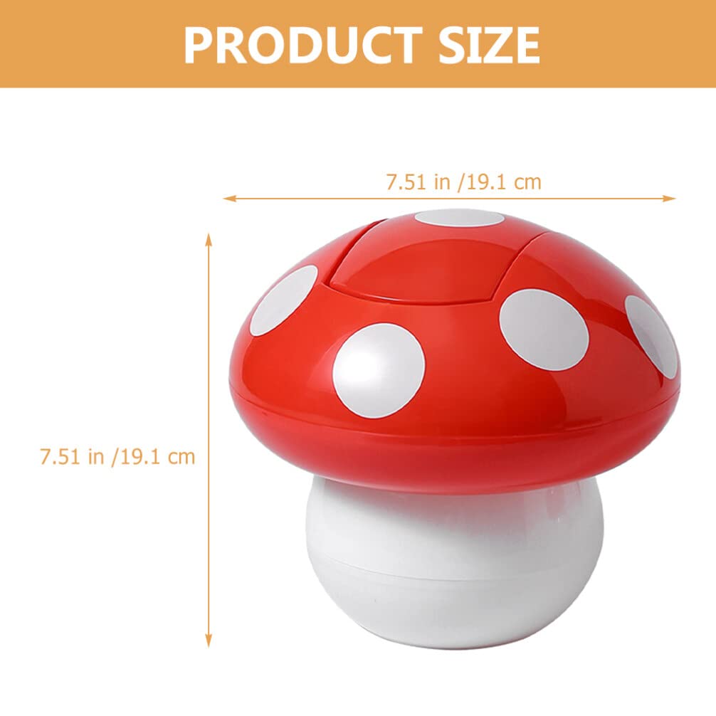 HOLIDYOYO Cute Trash Can Mushroom Waste Bin Desktop Trash Can Wastebasket Mini Desk Trash Can with Lid Creative Tiny Countertop Garbage Can Small Plastic Storage Bin Home Accessory