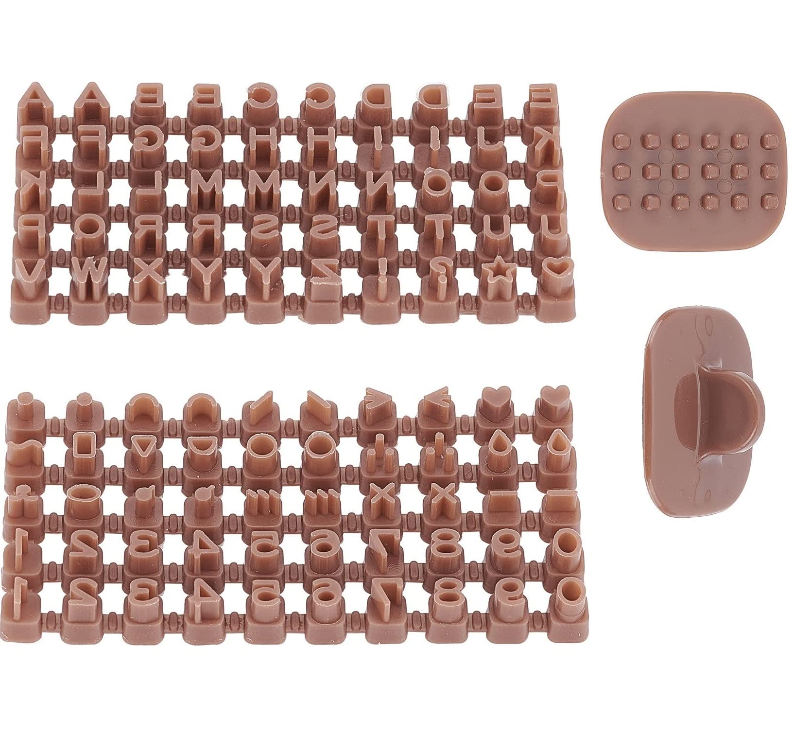 CRASPIRE Letter Stamps for Clay, Cookie Stamps Letters Brown Polymer Alphabet Clay Cutters Set Clay Texture Roller for Clay Cookie