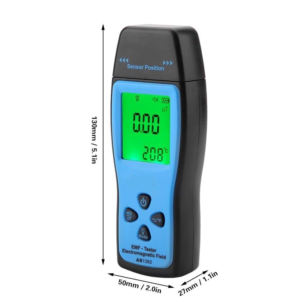 EMF Meter,Handheld Electromagnetic Field Tester, Radiation Meter, 0~2000mG/0~200μT, 0.1μT Resolution, 30Hz~300Hz, for Home Appliances, Power Lines and Industrial Equipments