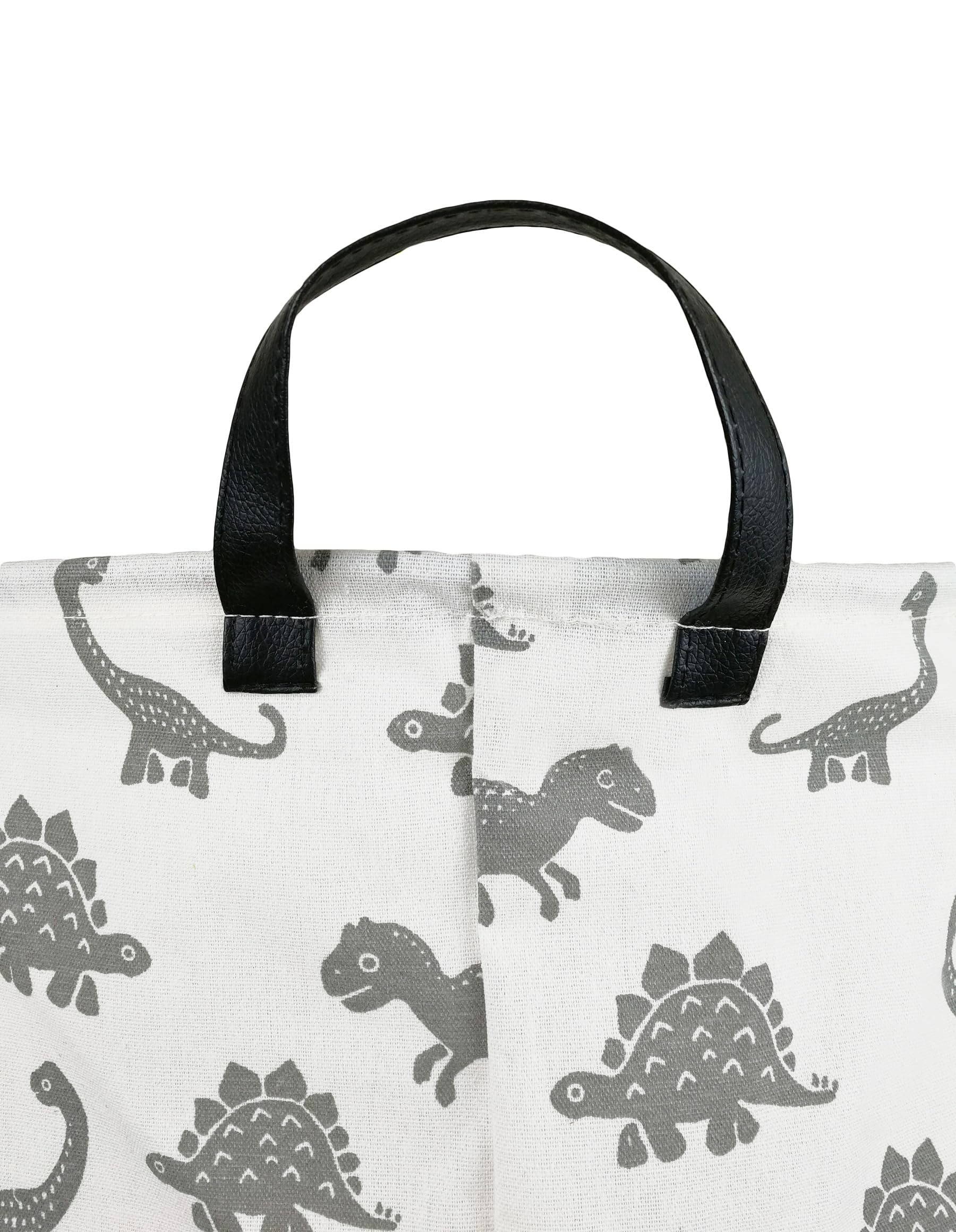 HUAYEE Squrage Storage Bin Canvas Fabric Storage Basket, Waterproof Coating Toy Organizer with Handles, Gift Basket for Home, Office, Clothes, Toy, Shelf Basket (Square Gray Dinosaur)