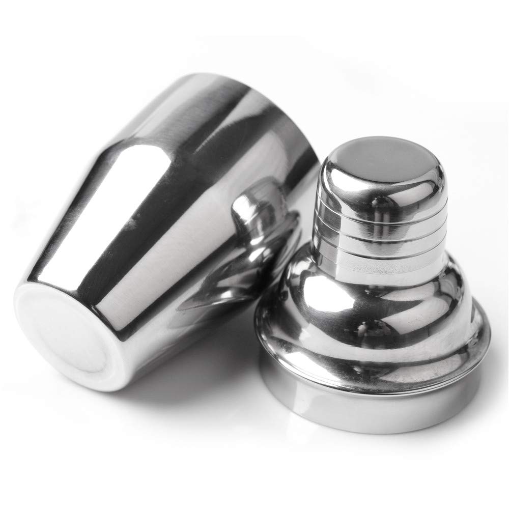 Delidge Small Cocktail Shaker Mini Martini Shaker Stainless Steel Drink Shaker with Strainer and Lid Top, Single Martini(250ml+350ml)