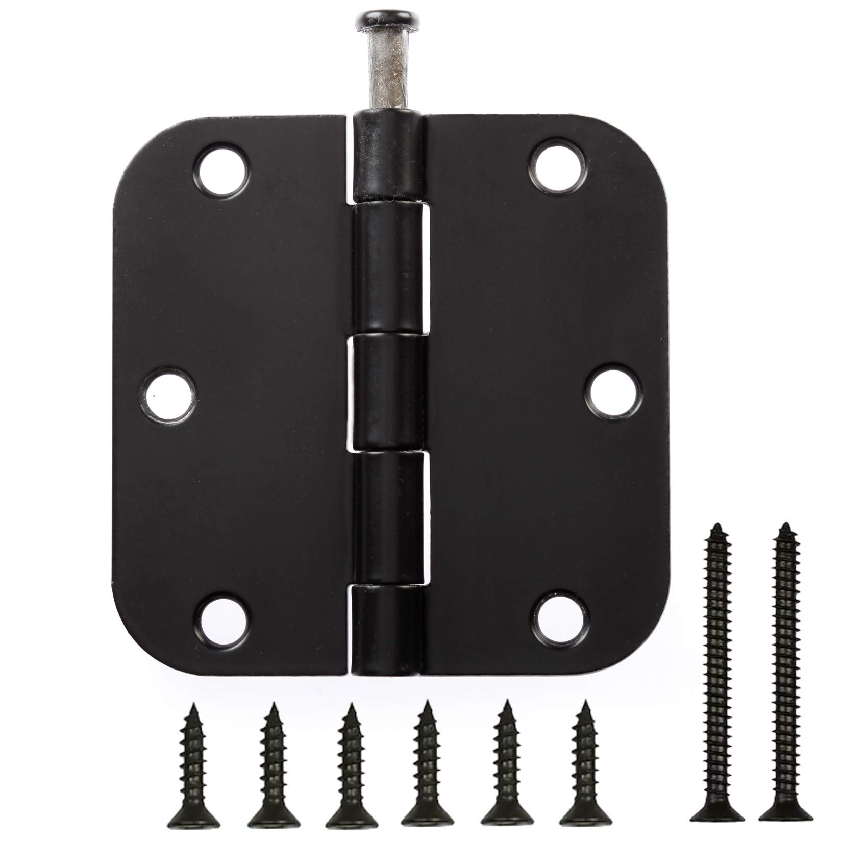 Brahmco 18 Pack | 3.5" Matte Black Door Hinges: 3.5 Inch x 3 1/2 Inch (5/8 Inch Radius Corner) Interior Door Hardware