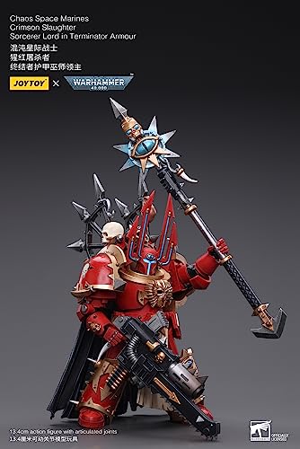 JoyToy Warhammer 40K: Chaos Space Marines Crimson Slaughter Sorcerer Lord in Terminator Armour 1:18 Scale Figure