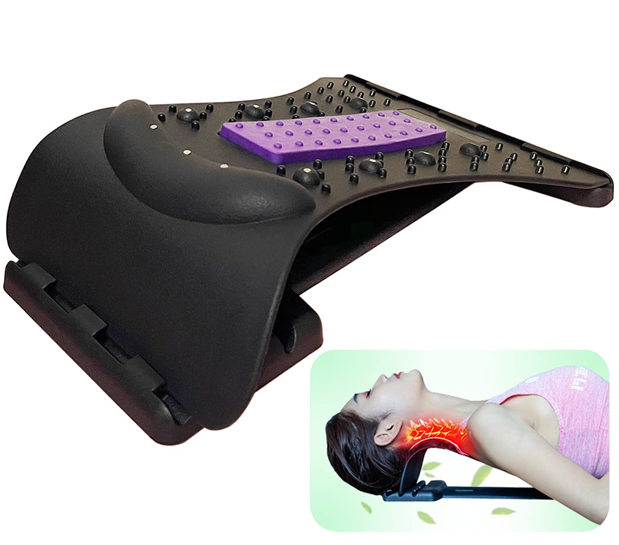 BRHYNOAH Multi-Level Neck Stretcher,Cervical Neck Stretcher Pillow Spine Alignment Chiropractic,Neck & Shoulder Massage Relaxer Traction Device,Magic Back Stretcher Device Support Relaxer (Purple)