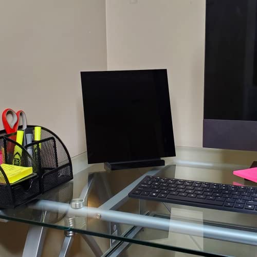 Desktop Dry Erase Board (Black Acrylic) with Stand for Home Office – 10” x 10” Portable Memo Board & to Do List – Reusable Study Pad