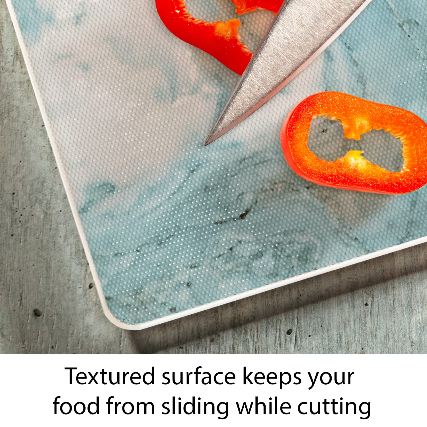 CounterArt Teal Quartz Design 3mm Heat Tolerant Tempered Glass Cutting Board 15β x 12β Manufactured in the USA Dishwasher Safe