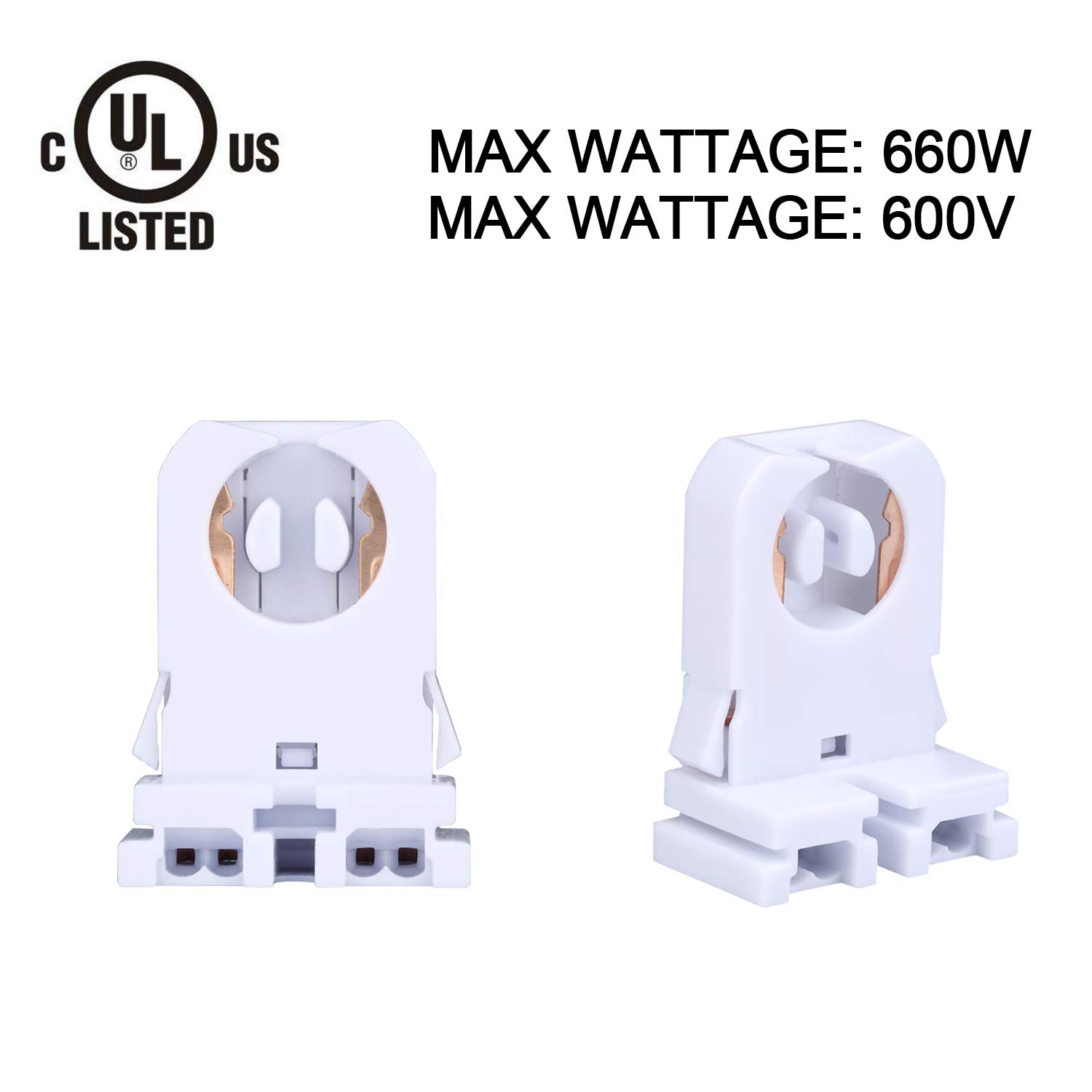G13 T8 Bi-pin Socket Tombstone Lamp Holder Non-shunted Turn Type JOMITOP for LED Fluorescent Tube Replacement(NO Wire) 50 Pack