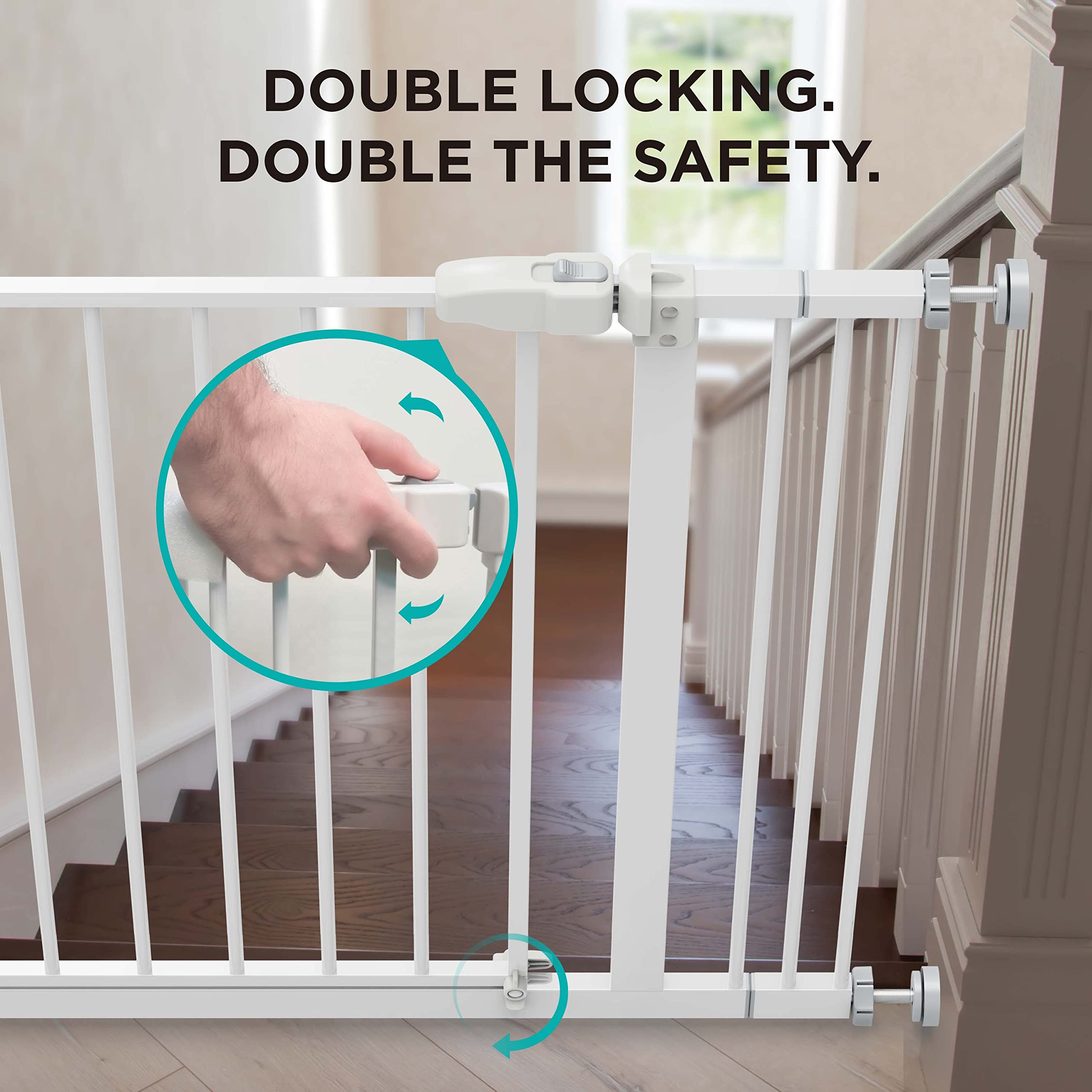 Ciays 29.1"-39.4", 30-in Height Baby Gate Extra Wide Puppy gate for doorways Easy Walk-Thru Auto-Close Safety Doggie gate for Indoors Adjustable with 2.8/5.5 Inch Extension kit, Bonus Kits, White