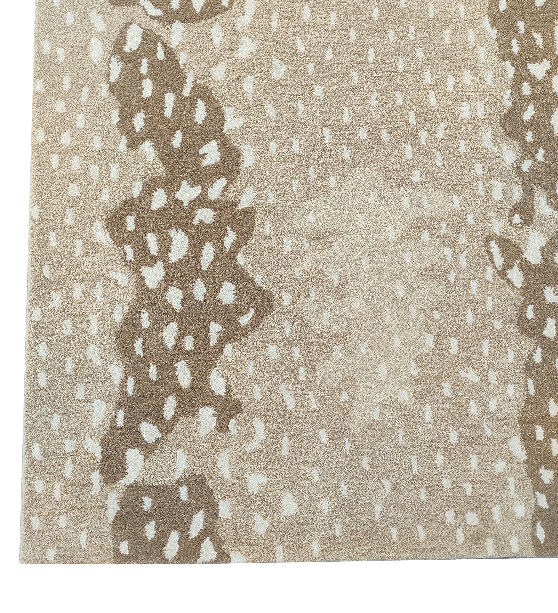 Handmade Area Rug Antelope Cheetah Hand Tufted Wool Animal Design Beige 3x5 5x8 8x10 9x12 2.5x8 (5 feet x 8 feet)