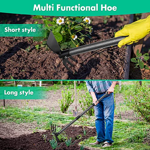 Garden Hoe and Cultivator, 31β Long Heavy Duty Hand Hoe with Tiller,2 Section Handle, Carbon Steel Blade, Cultivator Hoe Garden Tool for Loosening Soil, Digging