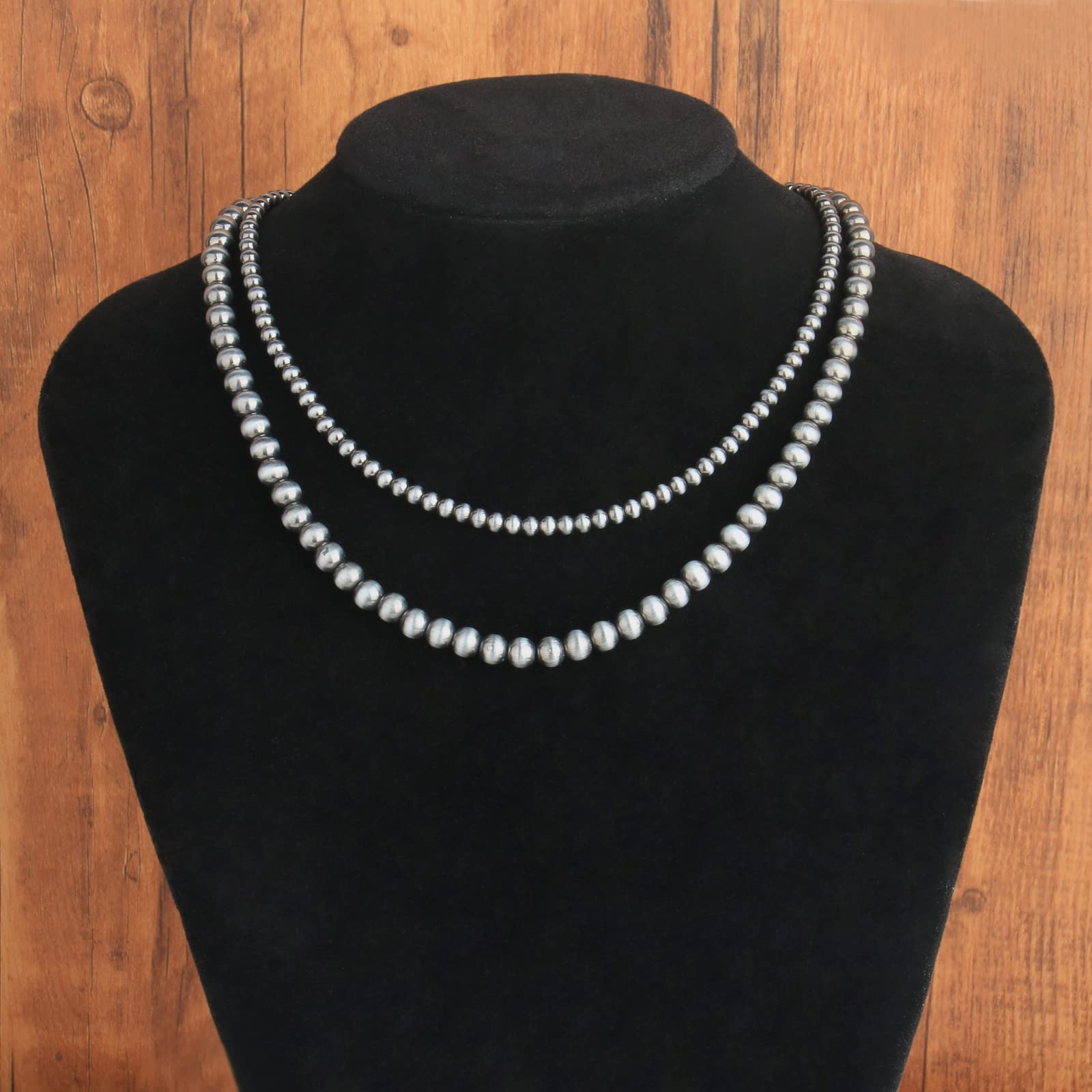 CHISOONBANNER Western Jewelry Navajo Pearl Necklace for Women Beaded Necklace Boho Vintage Choker(1pcs(4mm+6mm))
