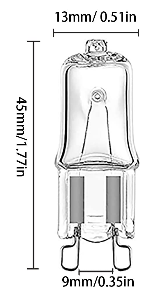 G9 Halogen Bulb 20W T4 JD Type Bulb 120 Volt Xenon Lamp G9 Base Bi Pin Halogen House Hold Light for Under Cabinet Light Pendant Accent Microwave Light 2700K Warm White Crystal Clear Pack of 10