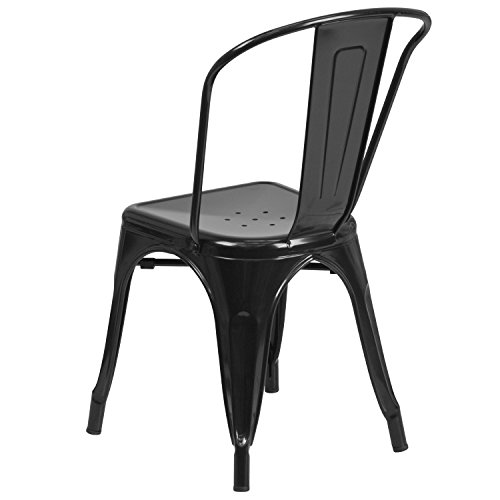 Flash Furniture Perry Commercial Grade Black Metal Indoor-Outdoor Stackable Chair