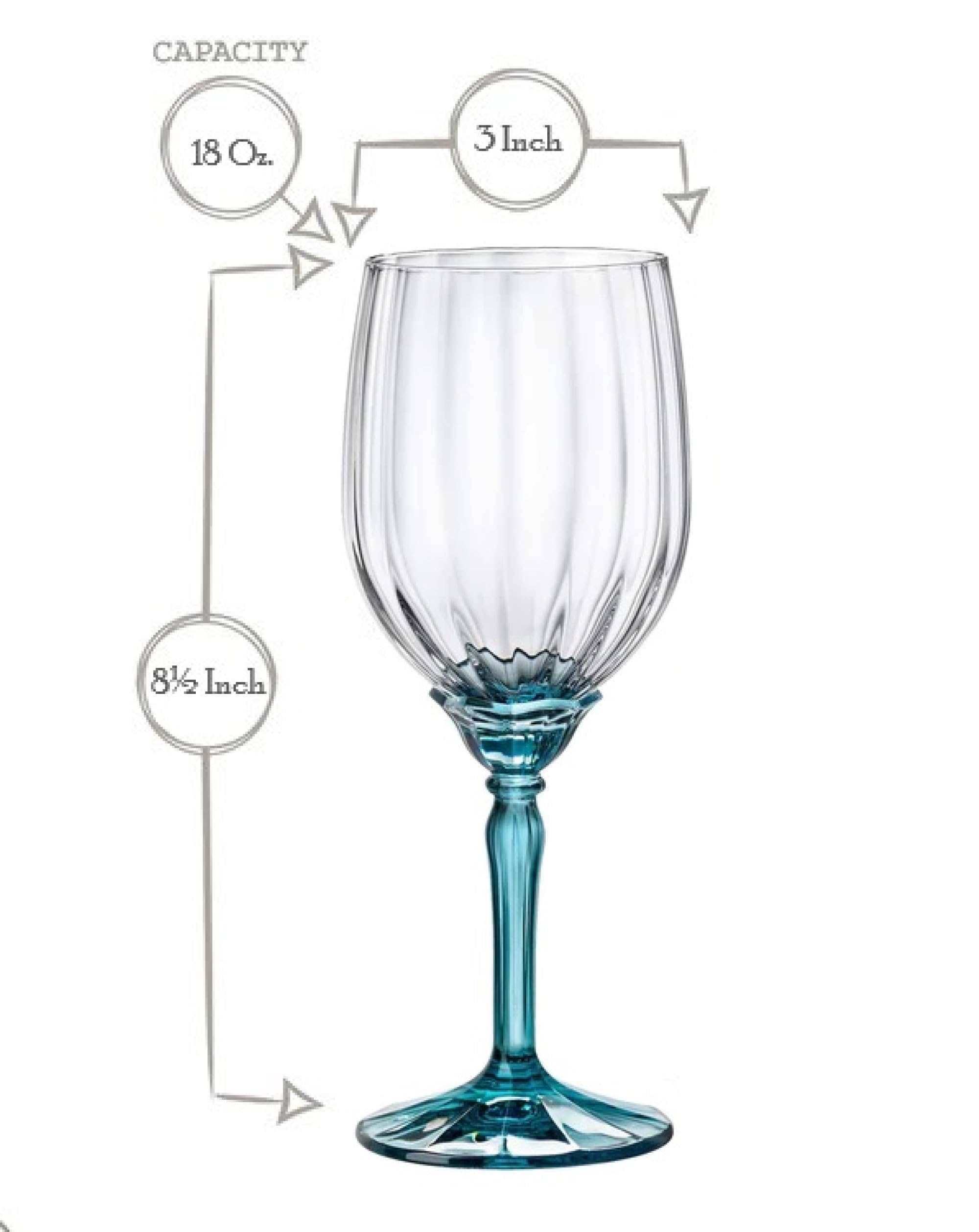 Bormioli Rocco Florian 18 oz. Red Wine, Gin & Tonic Glasses, Lucent Blue, Set of 4