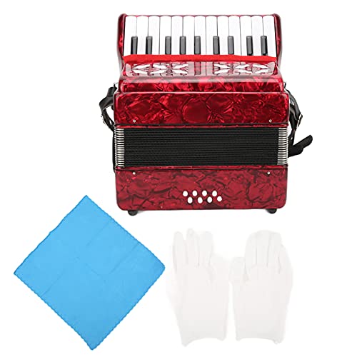 BTER Piano Accordion, 8 Bass 22-Key Exquisite Ergonomically Designed Accordions with Cleaning Cloth and Strap, Sensitive Button Playing Musical Instruments Gift for Children Beginners Adults
