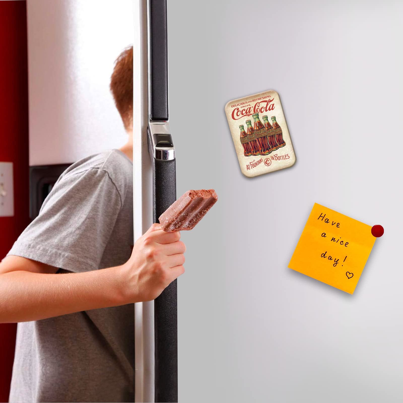 Desperate Enterprises at Fountains & in Bottles Retro Coca-Cola Refrigerator Magnet - Funny Magnets for Office, Home & School - Made in The USA