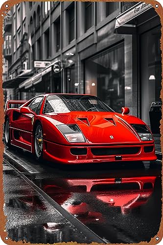 Ferrari F40 Posters Tin Signs Retro Metal Movie Tins for Bar Pub Home Cafes Wall Decor, 8X12 Inch (20X30 CM)