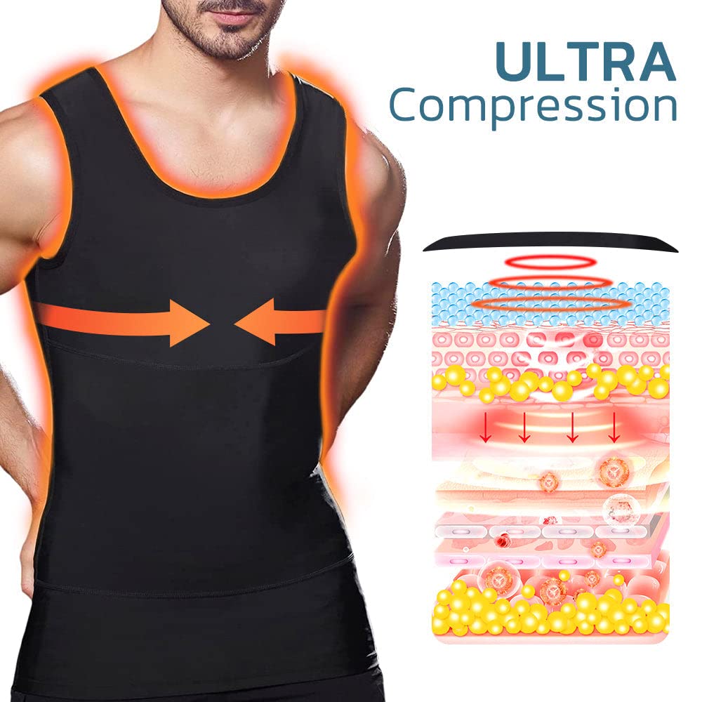Cgtfy Gynecomastia Compress Tank Top For Men Slimming Body Shaper Vest Chest Abdomen Compression Tank Top (Silver,S/M)