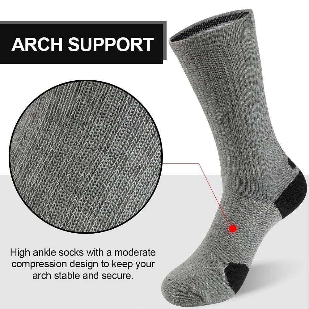 boruizhen Men's Athletic Crew Socks basketball Socks Sport Compression Cushion Socks for Running and Training (6 Pairs)