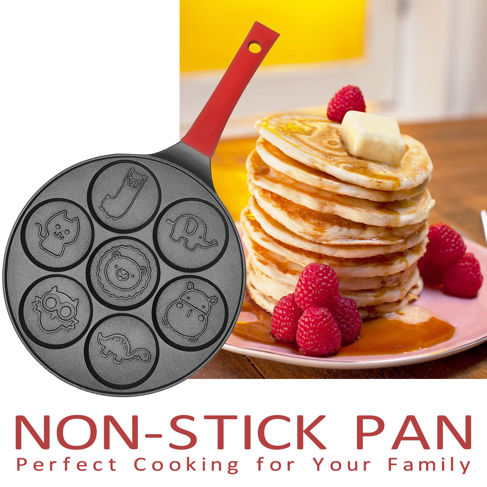 DAYOOH Pancake Maker for Kids, Waffle Maker Breakfast, Sarten Para Pancakes, Egg Cooker Pan Mini Pancakes Pan Animal Pancake Molds Pancake Shapes Nonstick Crepe Pan Pancake Griddle
