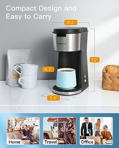 Famiworths Iced Coffee Maker with Milk Frother, Hot and Cold Single Serve Coffee Maker for K Cup Pod and Ground, Compact Coffee Machine 2 in 1 with Descaling Reminder and Self Cleaning