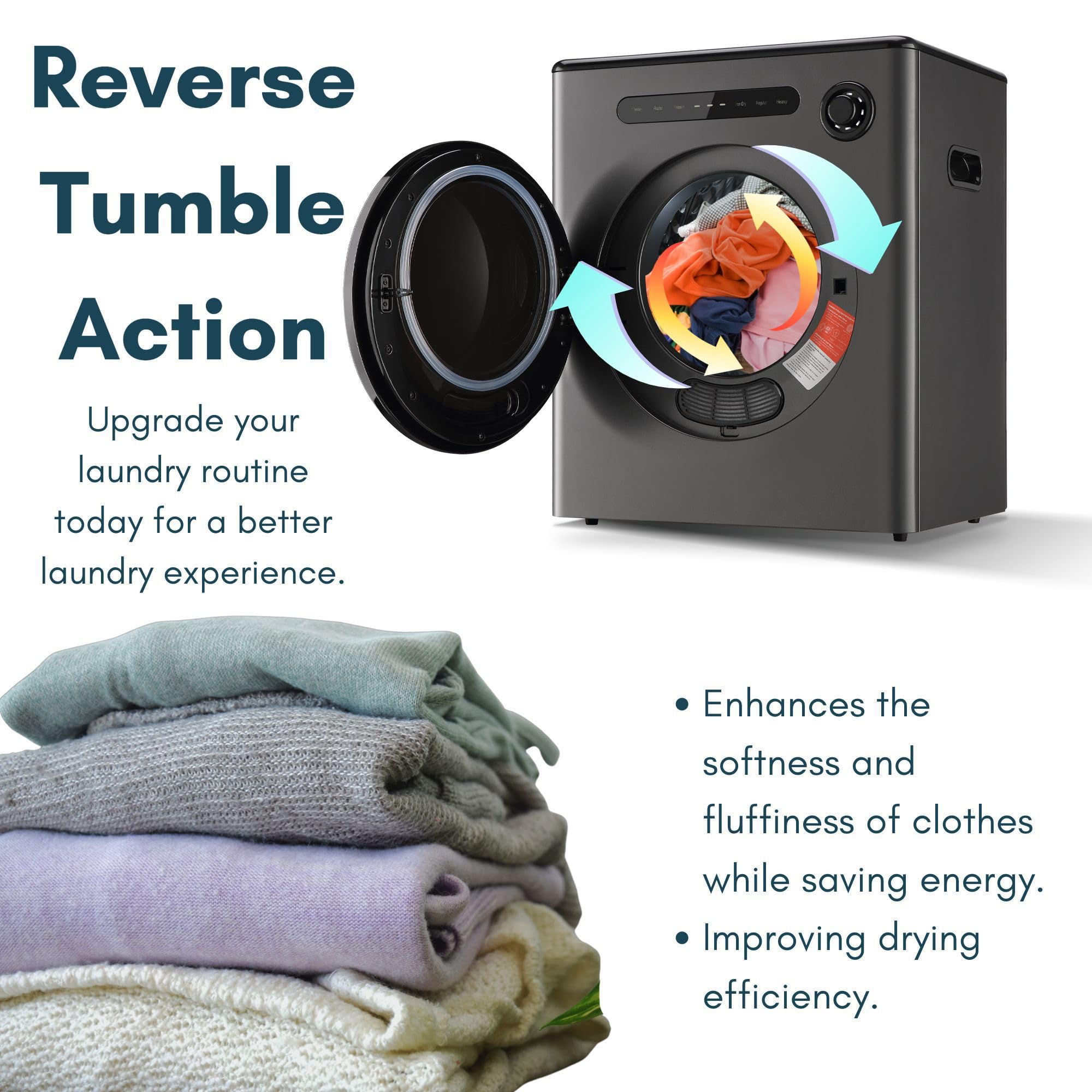 Dessiz Digital Control Compact Laundry Dryer - 10lbs Capacity, Portable Clothes Dryer Machine for Small Spaces, RVs and Apartments - Quiet, Sturdy and Easy to Use - Supplemental Dryer for Existing Laundry Machines - Drying Excellence Guaranteed