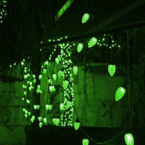 Dazzle Bright 24.5 FT St. Patrick's Day C9 String Lights, 50 LED 120V Extendable Green Wire Fairy Lights Outdoor with UL Certified for Patio Xmas Tree Wedding Yard Home Party House Decorations (Green)