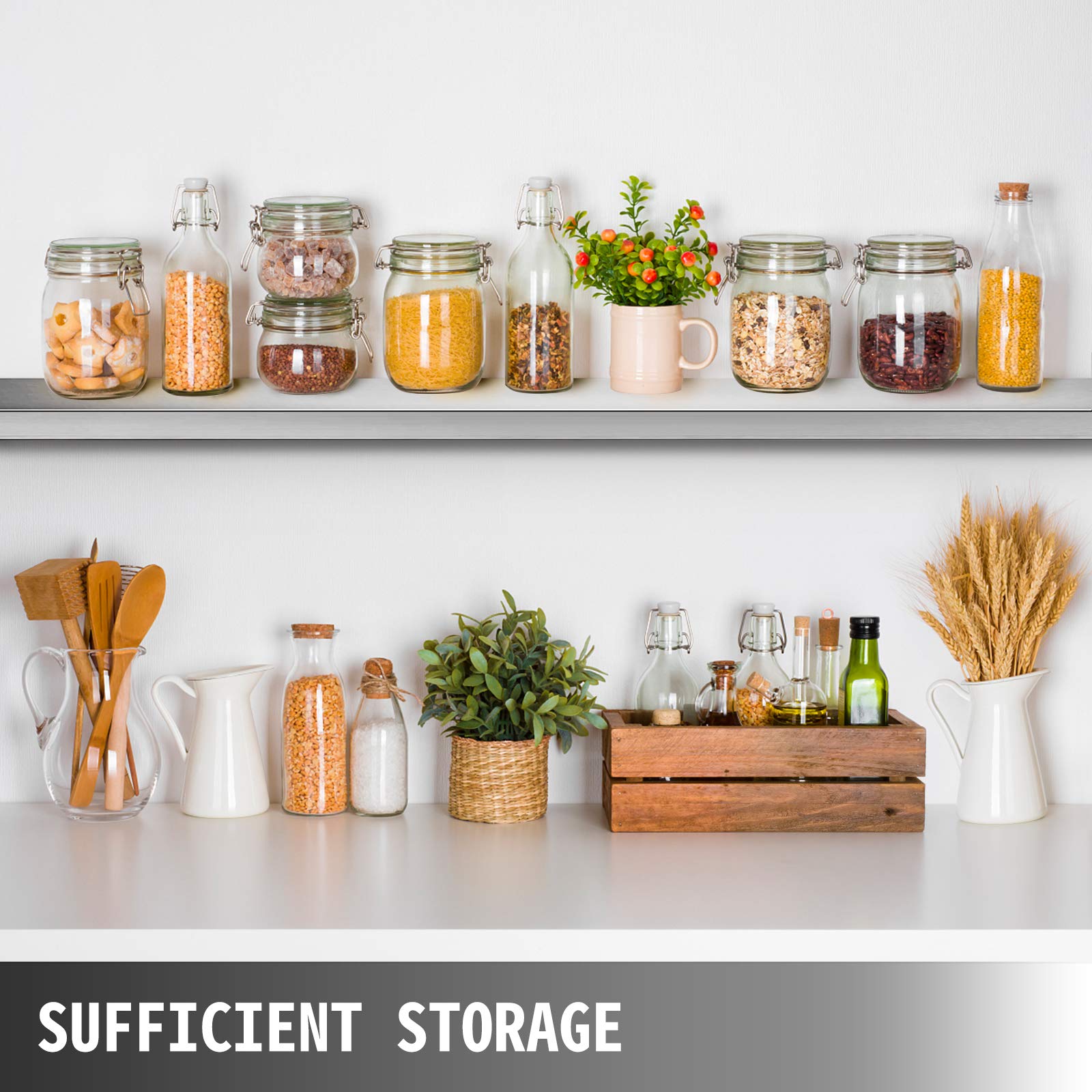 Happybuy Concession Shelf 70.8L x 11.4W Inch with Stainless Steel Frame and Surface Board for Food Trailer Serving Window