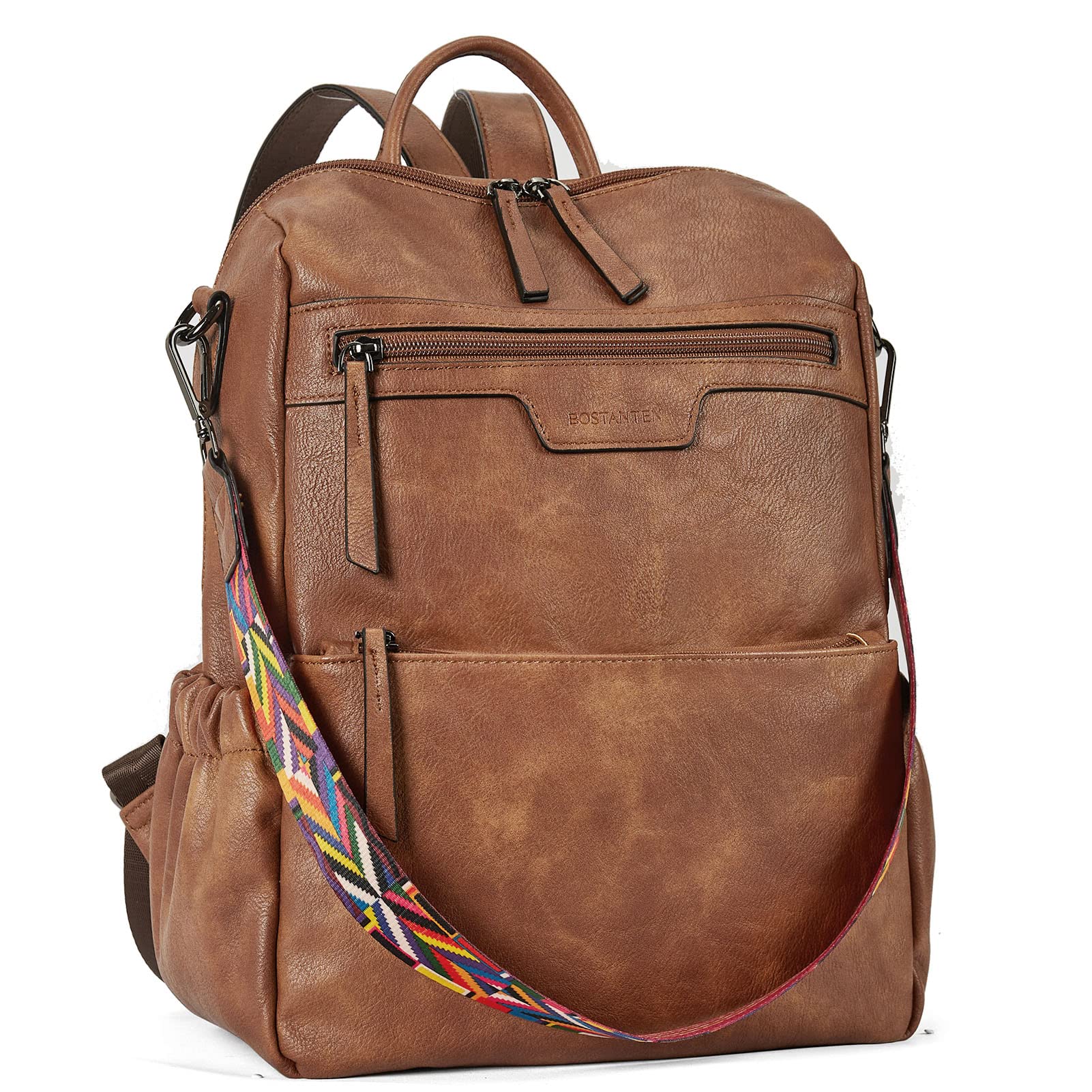 BOSTANTEN Backpack Purse for Women Fashion Designer Travel Backpack Leather Convertible Shoulder Bags Casual Daypack Brown