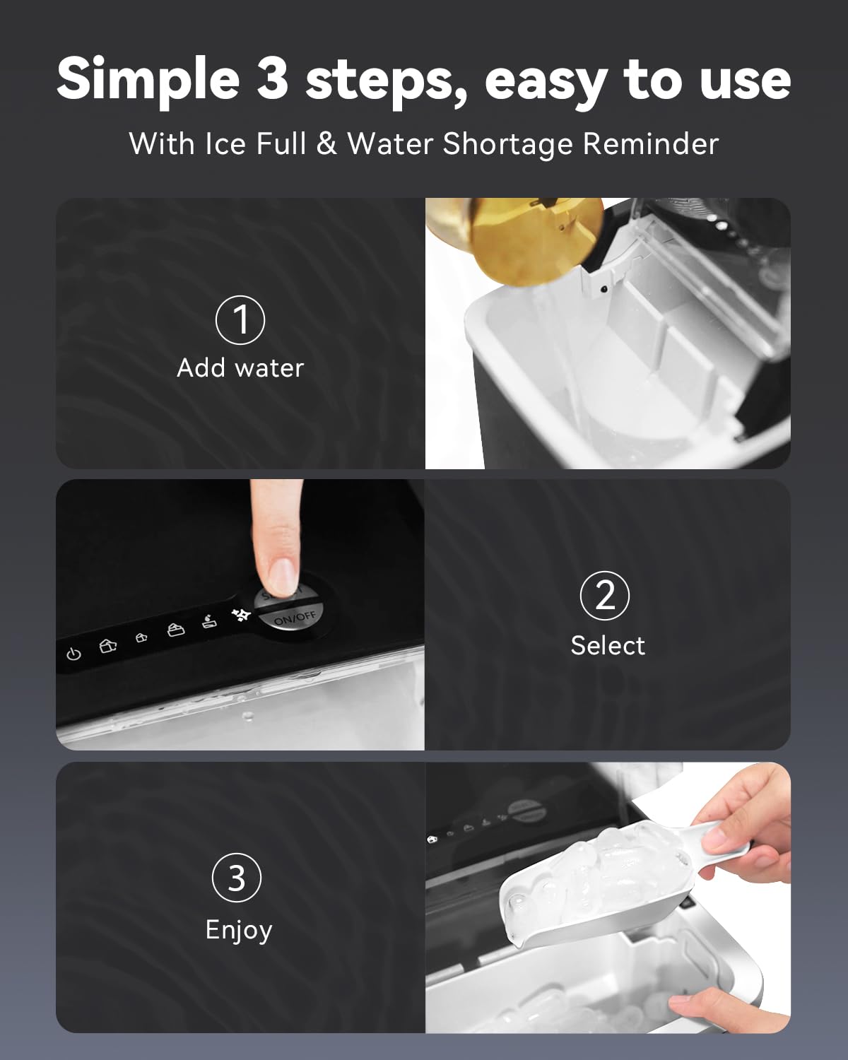 CROWNFUL Ice Maker Machine for Countertop, 9 Bullet Ice Cubes S/L Ready in 7 Minutes, 26lbs/24H, Auto self-Cleaning, Portable Small Ice Maker with Scoop and Basket, Silver