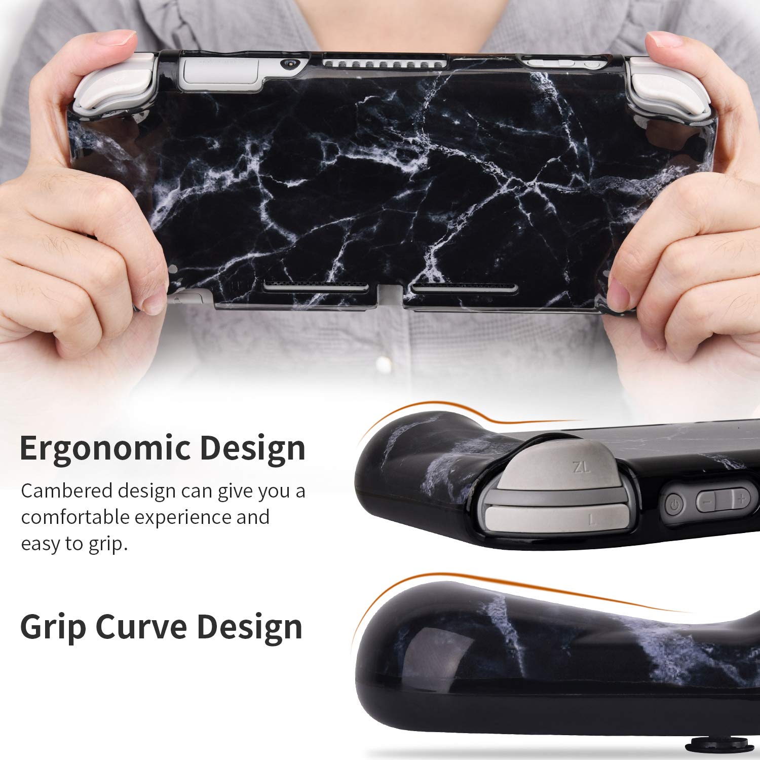 CAGOS Protective Case Compatible with Nintendo Switch Lite, Hard Shell TPU Grip Skin Case Cover Shock-Absorption and Anti-Scratch Non-Slip Travel Case Nintendo Switch Lite Accessories - Black