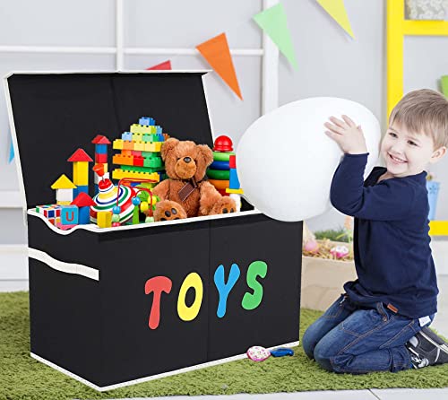 YOLOXO 2 PackToy Box Chest, Collapsible Sturdy Storage Bins with Lids, Extra Large Kids Toy Storage Organizer Boxes Bins Baskets for Kids, Boys, Girls, Nursery Room, Playroom, Closet