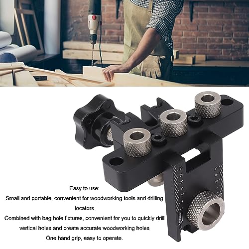 Dowel Drill Guide Kit, Aluminum Alloy Easy to Use 3 in 1 Pocket Hole Jig Kit for Furniture Assembly