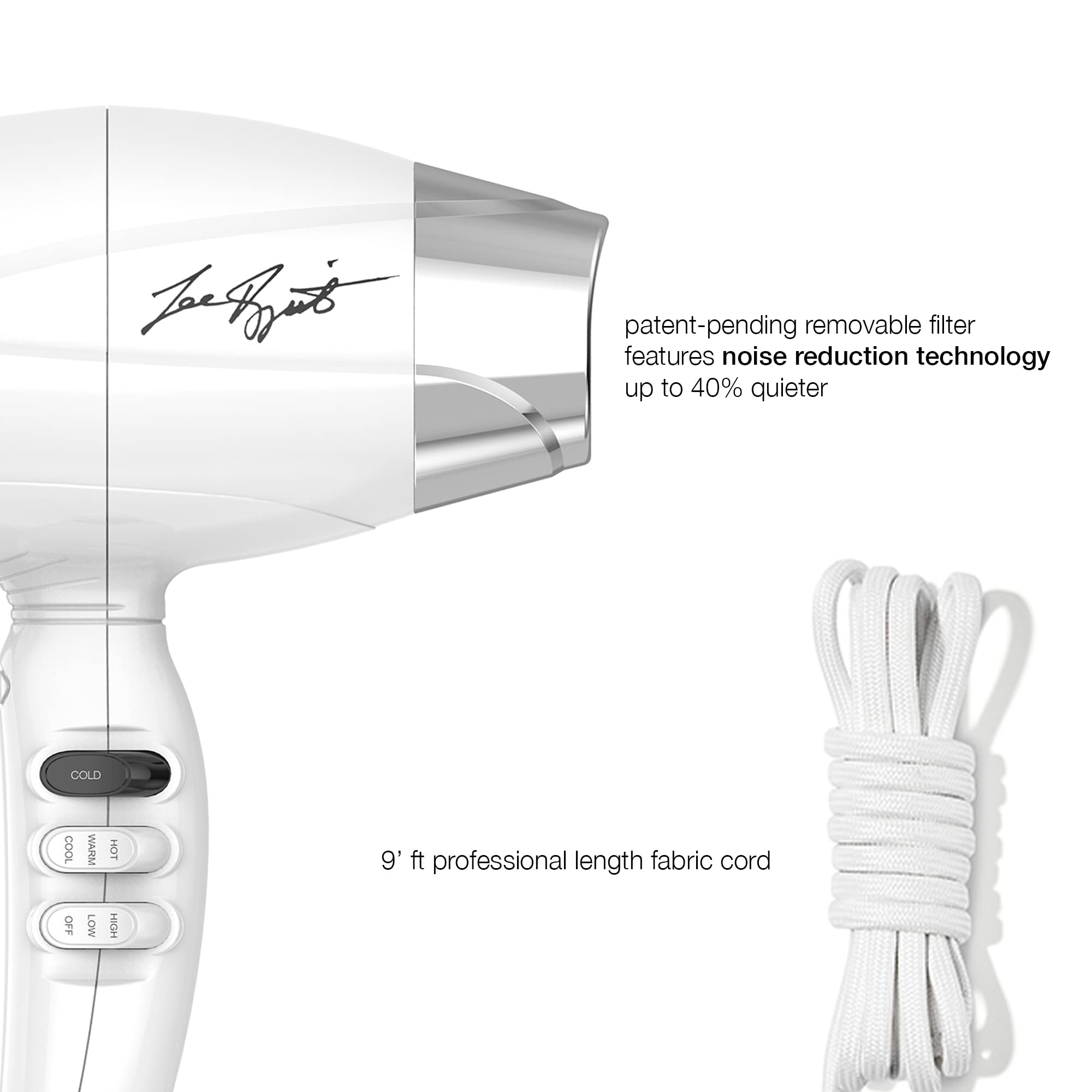 Conair Hair Dryer, Carbon Infused Brushless Motor Hair Dryer with Diffuser by Leandro Limited X Conair