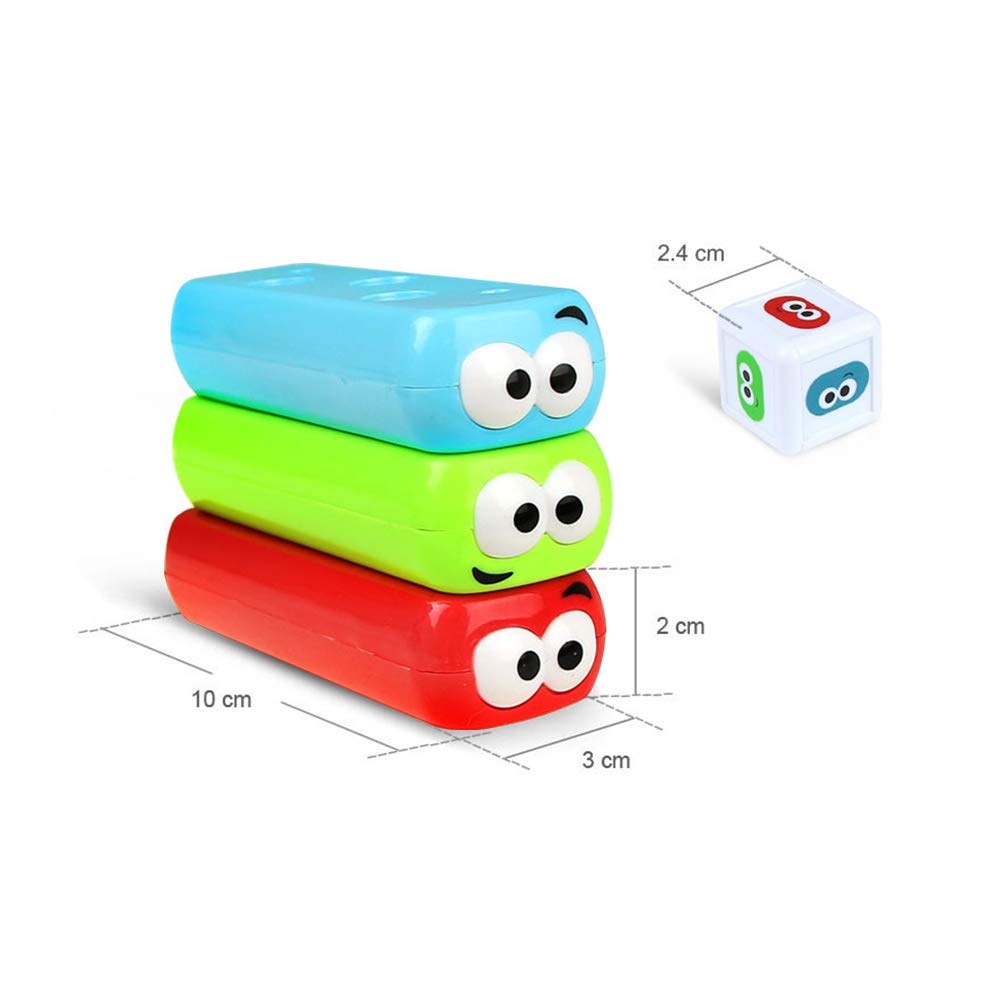 HOMSEEK Tumbling Tower Stacking Blocks,Colored Cartoon Plastic Building Blocks Board Toppling Colorful Cube