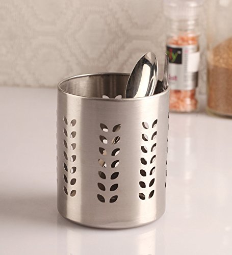 DBY Spoon Holder Stainless Steel Cooking Utensil Holder Round shape spoon holder Stainless Steel Cutlery Holder Kitchen Multi-Function Storage Tool Chopstick Holder Utensil Stand