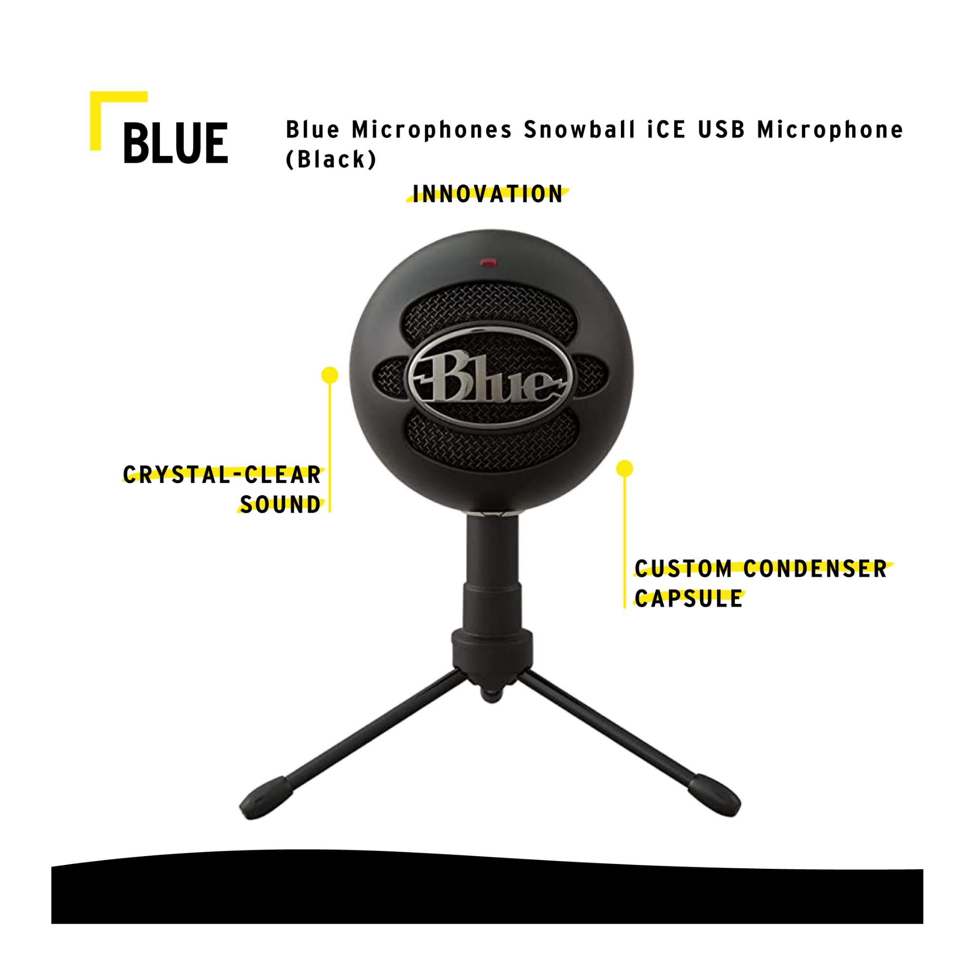 Blue Microphones Snowball iCE Microphone (Black) with Boom Scissor Arm and Pop Filter Bundle (3 Items) USB
