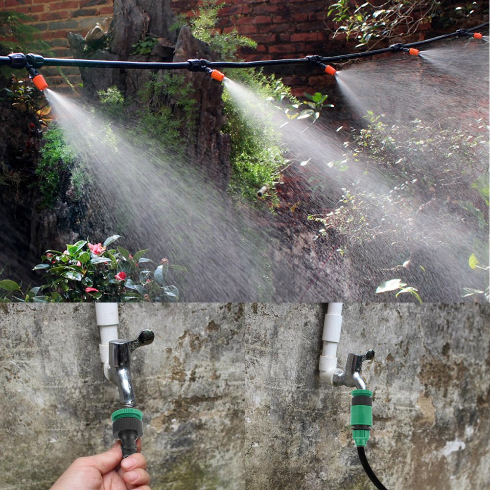 Boquite Valentine's Day Carnival Water Irrigation Set, Watering Equipment, Garden Lawn Greenhouse Micro Irrigation System Kit Plants Watering Hose Nozzle Sprinkler(15m/49.21ft)