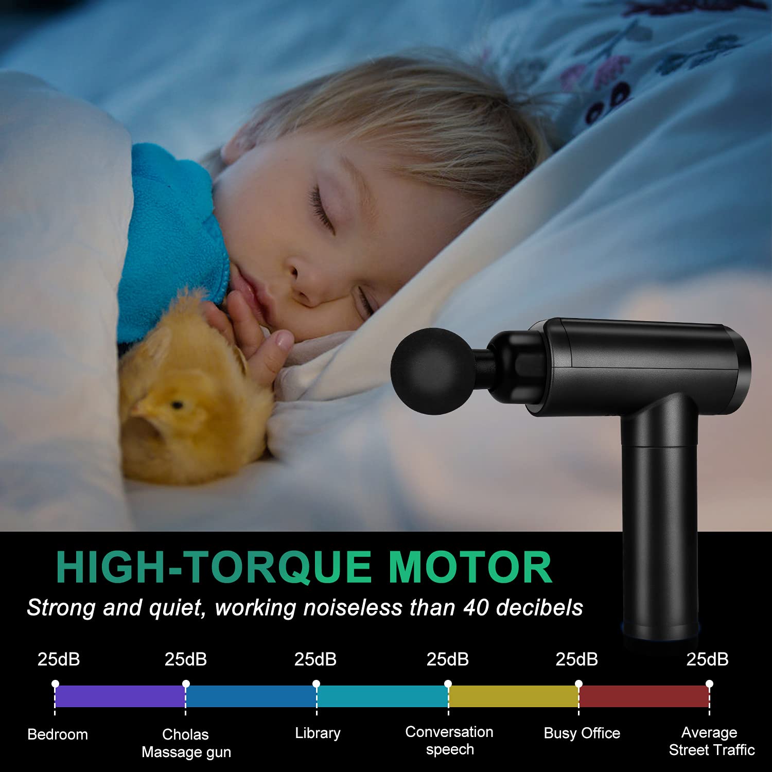 Cholas Massage Gun, Muscle Therapy Gun for Athletes, Deep Tissue Percussion Body Muscle Massager with 30 Adjustable Speeds, 6 Types of Massage Heads, Handheld Massager for Neck Back Pain Relief