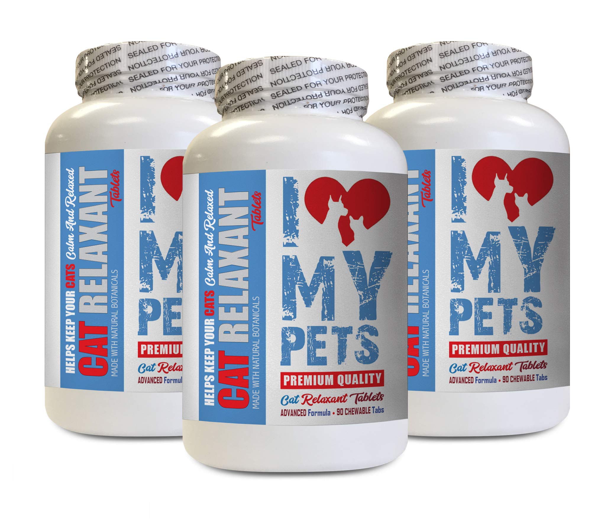 I LOVE MY PETS LLC cat Calming Products for car - CAT Relaxant - Anxiety Relief & Calmer - Premium Quality Treats - Stress Relief for Cats - 270 Treats (3 Bottles)