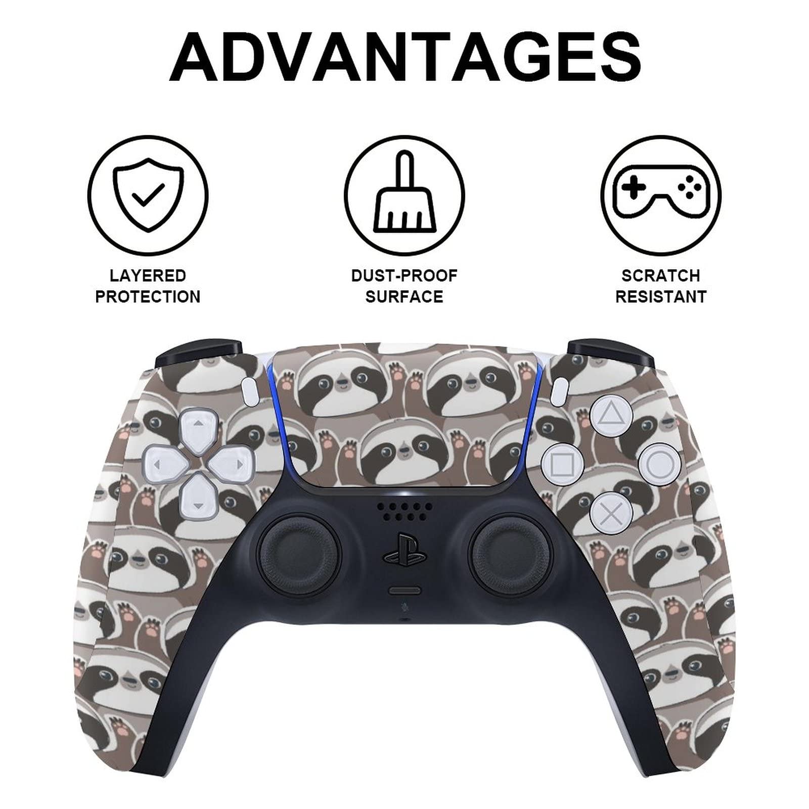 Cute Animal Sloth Full Protective Skin Cover Design Wrap Decal Sticker Compatible with PS5 Digital Edition Console and Controller